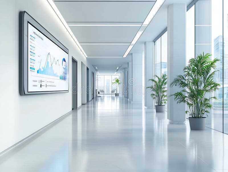 Modern Office Corridor Display Stock Image - Image of display, walls ...