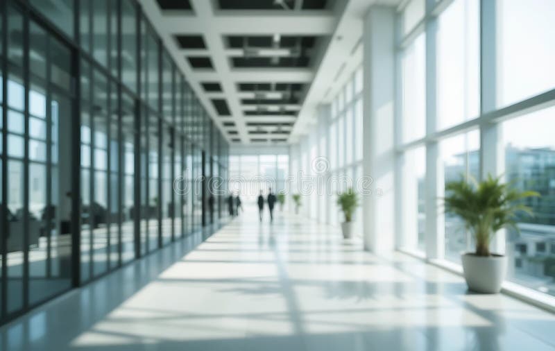 Modern Office Building Architecture Features an Empty Glass Corridor ...