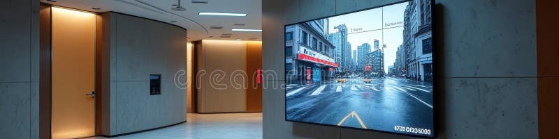 Modern Office Corridor Mounted Display Screen Stock Photos - Free ...