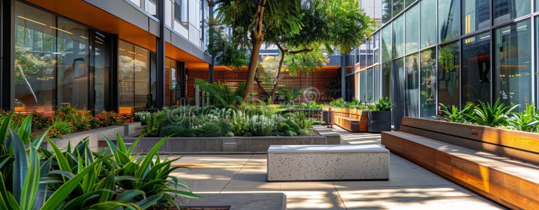 Modern Office Courtyard stock photo. Image of outdoor - 323624754