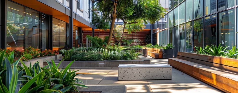 Modern Office Courtyard stock photo. Image of outdoor - 323624754