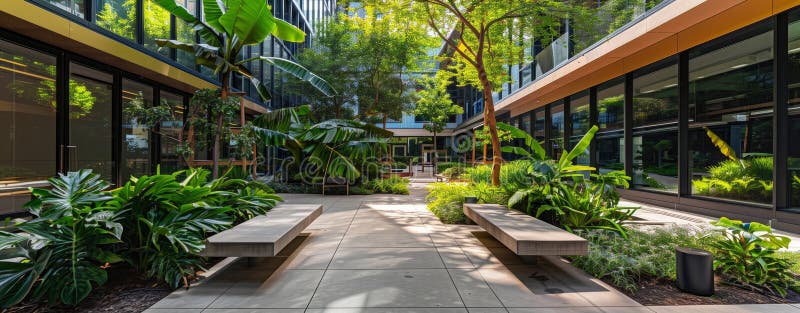 Modern Office Courtyard stock photo. Image of cityscape - 323624772