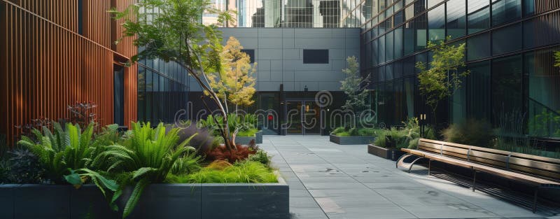 Modern Office Courtyard stock photo. Image of building - 323625614