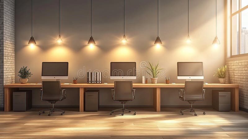 Modern Office Coworking Space Sunlight Interior Design Stock Photo ...