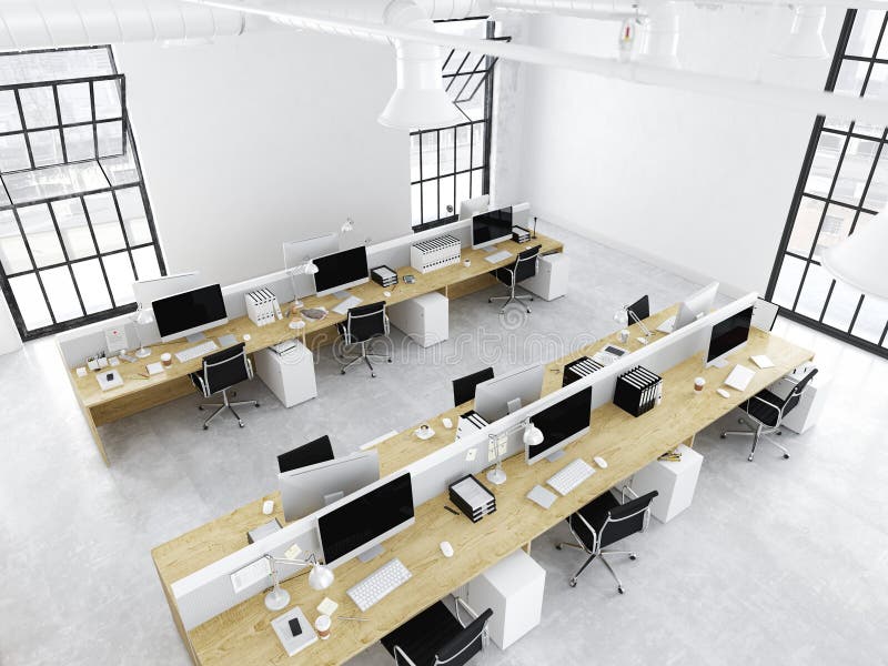 Modern Office with Creative Spaces. 3d Rendering Stock Illustration ...