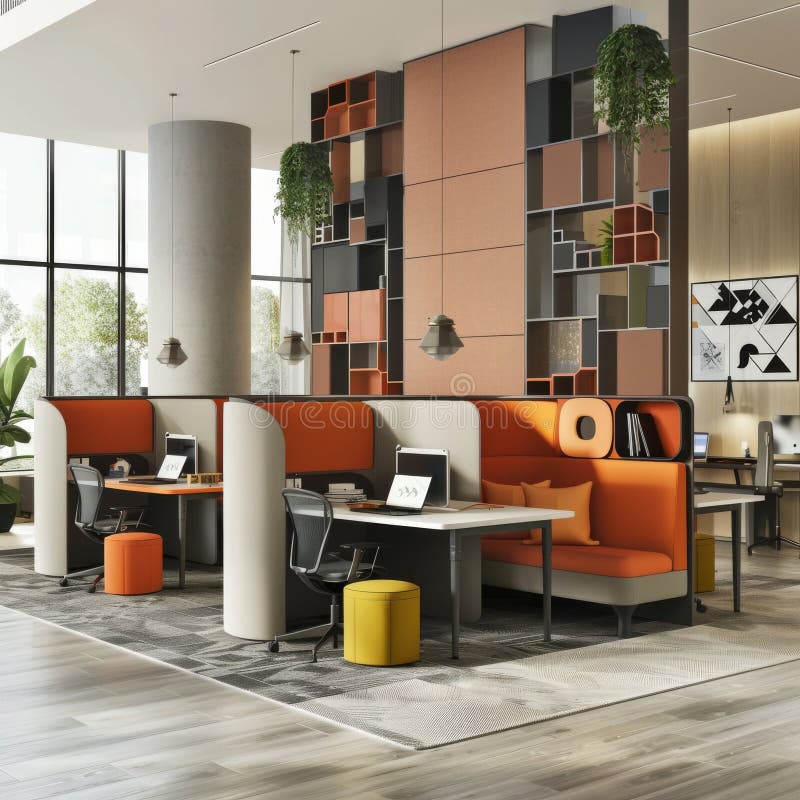 Modern Office Cubicles Design Stock Image - Image of modular, furniture ...