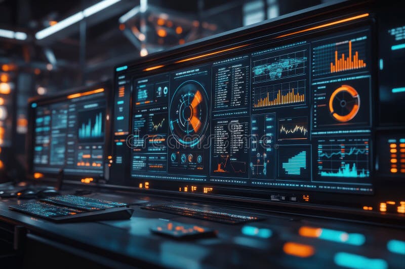 Modern Office Data Visualization Dashboard Insights in a Digital Display Stock Image - Image of ...