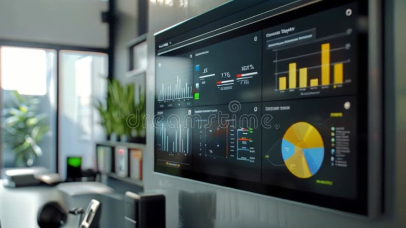 Modern Office with Data Visualization Display Stock Footage - Video of ...