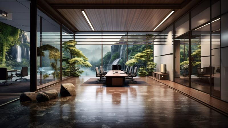 Modern Office Design in Asian Style. the Concept of Harmony. Generative ...