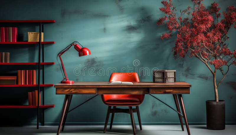 Modern Office Design with Bright Lighting, Computer Monitor, and ...