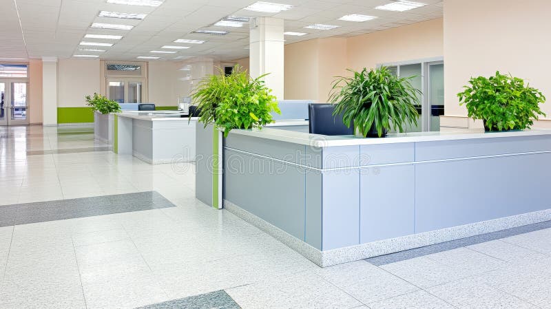 Modern Office Design with Central Plant Collaborative Workspace for Enhanced Productivity Stock ...