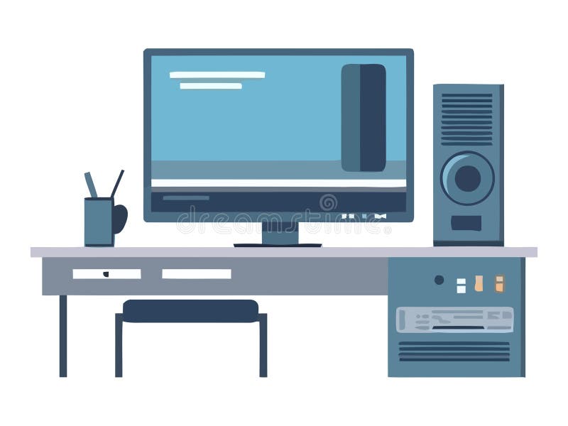 Modern Office Design with Computer Equipment Backdrop Stock Vector ...