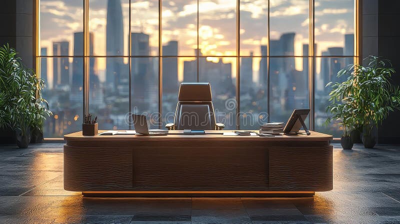 Modern Office Design, a Desk with a View, Luxurious Workspace with ...