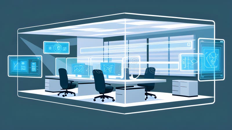 Modern Office Design Featuring Collaborative Workstations and ...