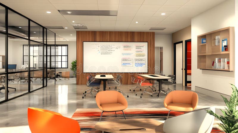 Modern Office Design with Open Workspace and Collaborative Meeting Area ...