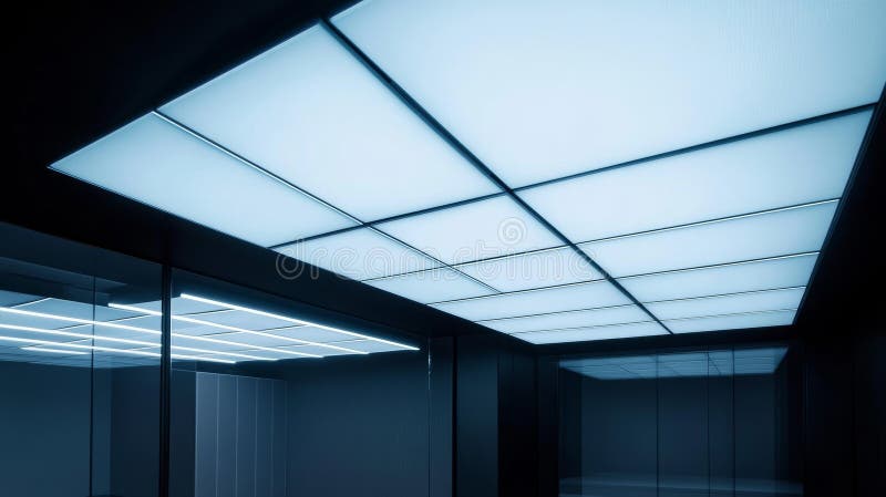 Modern Office Design Sleek Illuminated Ceiling Panels Enhancing a ...