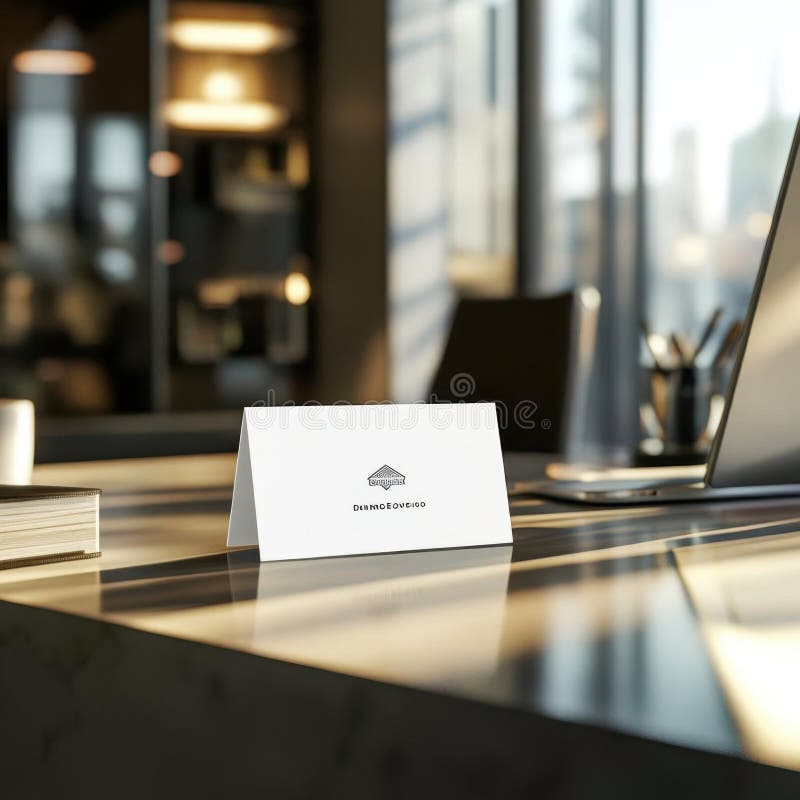 Modern Office Desk with a Card Stock Illustration - Illustration of ...