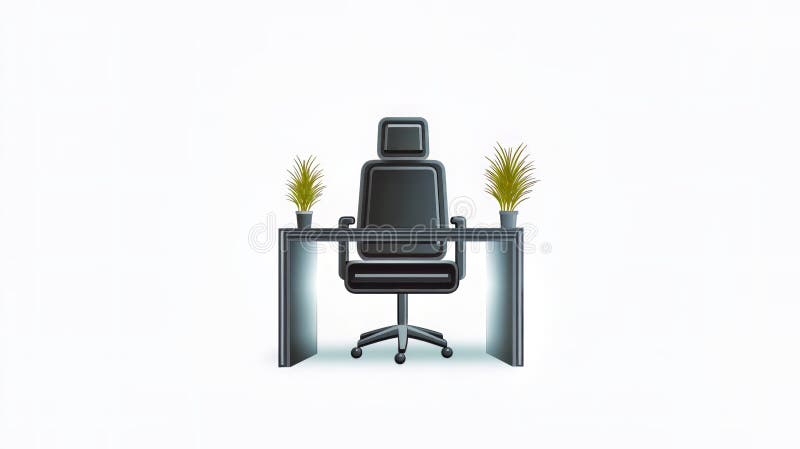 Modern Office Desk with Comfortable Chair and Plants Symbolizing ...