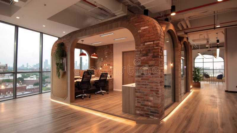 Modern Office Desk with Computer and Stationery Items Stock ...