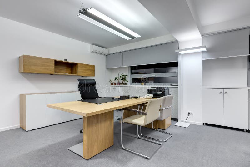 Modern office desk stock image. Image of presentation - 51935583