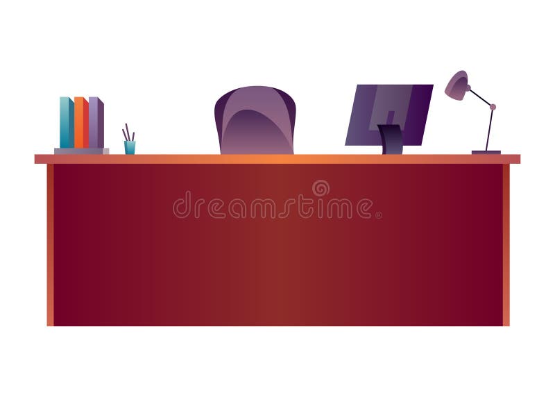 Modern Office Desk Setup with Computer and Monitor, a Flat Vector ...
