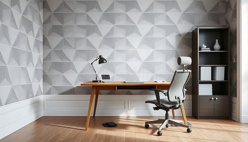 Modern Office Desk Setup with Computer and Lamp Space Generative AI ...