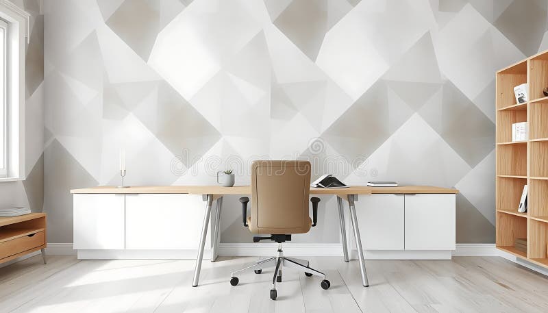 Modern Office Desk in White Room, Minimalist Workspace Generative AI ...
