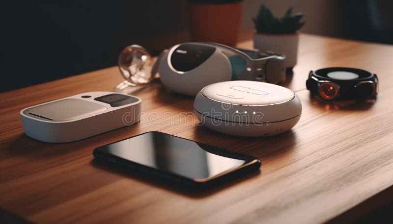 Modern Office Desk with Wireless Technology Equipment Generated by AI ...