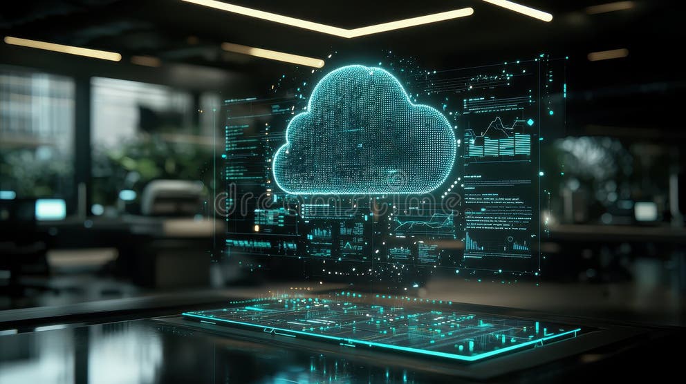 Modern Office Digital Graphics Futuristic Concepts in Cloud Computing Visualization Stock Photo ...