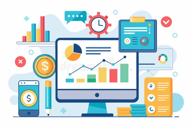 A Modern Office Displays Data and Statistics about Screen Time Trends ...
