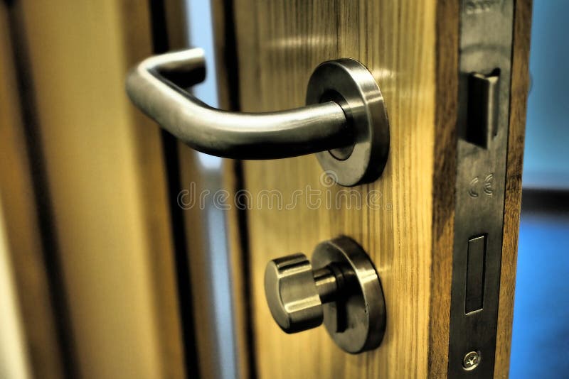 Office Door with Chrome Handle with Internal Twist Lock Stock Photo ...