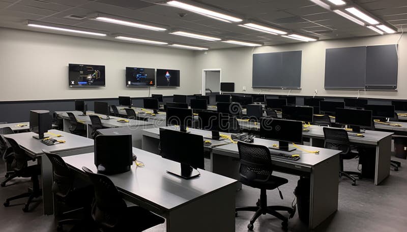 Modern Office, Empty Chair, Computer on Table Generated by AI Stock ...