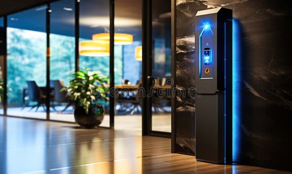 Modern Office Entrance with a Biometric Security Access Control System ...