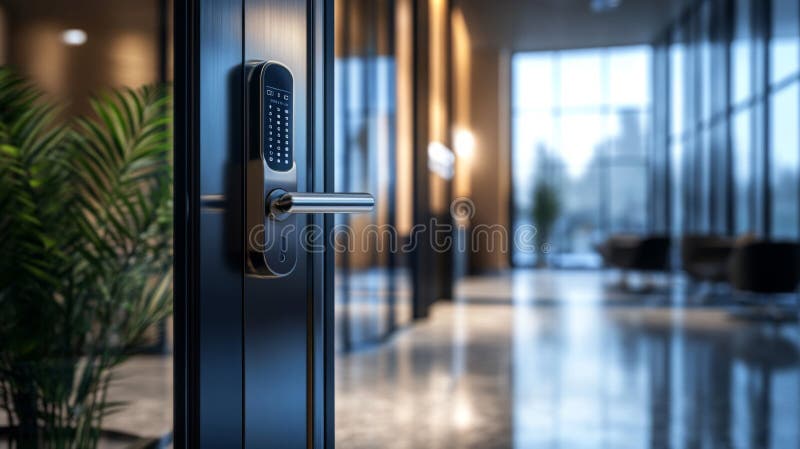 Modern Office Entrance with Keypad Door Lock Stock Illustration ...