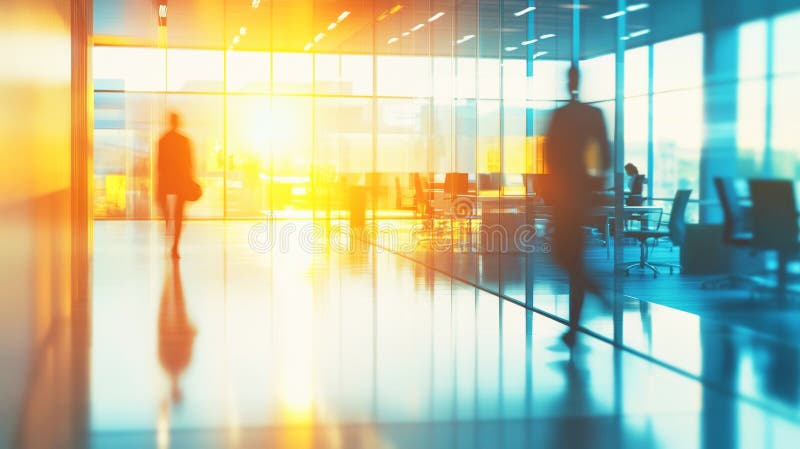 Modern Office Environment with Employees Collaborating at Shared Desks ...