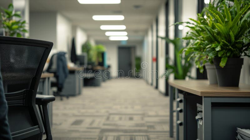 Modern Office Environment with a Focus on Indoor Plants Placed on a ...