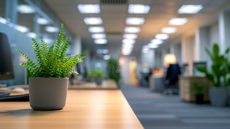 Modern Office Environment with a Focus on Indoor Plants Placed on a ...