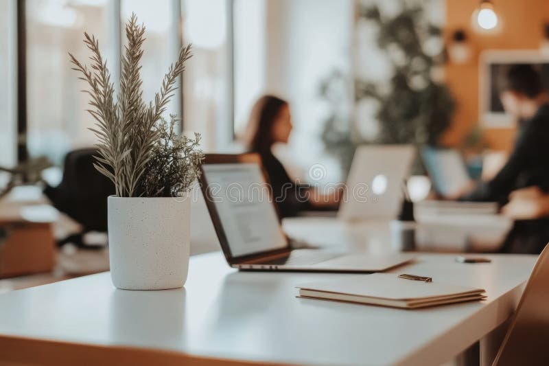 Modern Office Environment with Professionals Focused on Work at Clean ...