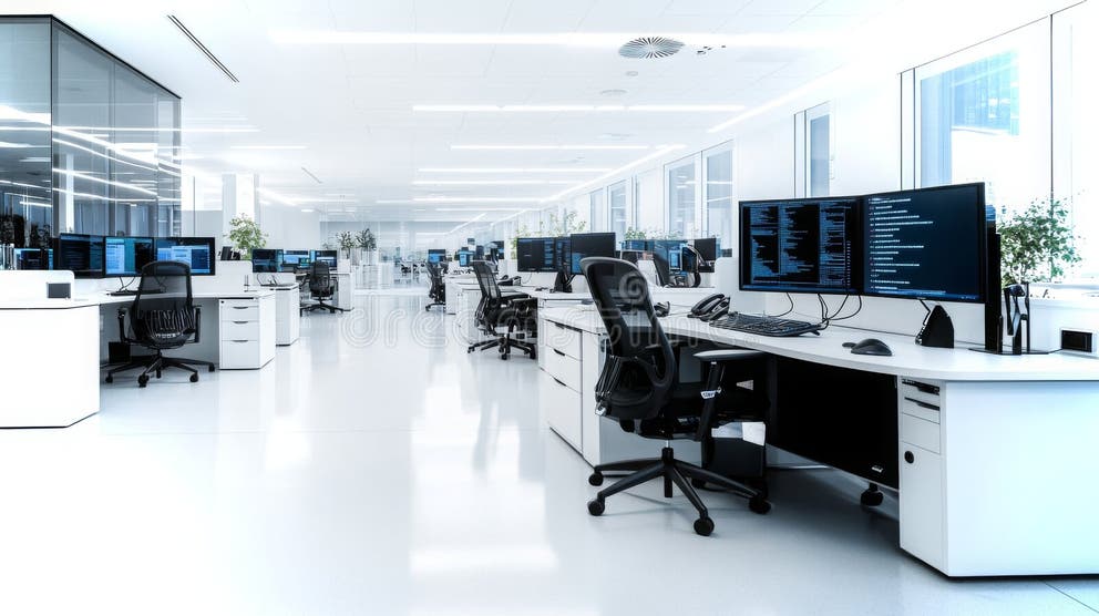 Modern Office Environment Showcasing Advanced Workstation Setups and ...