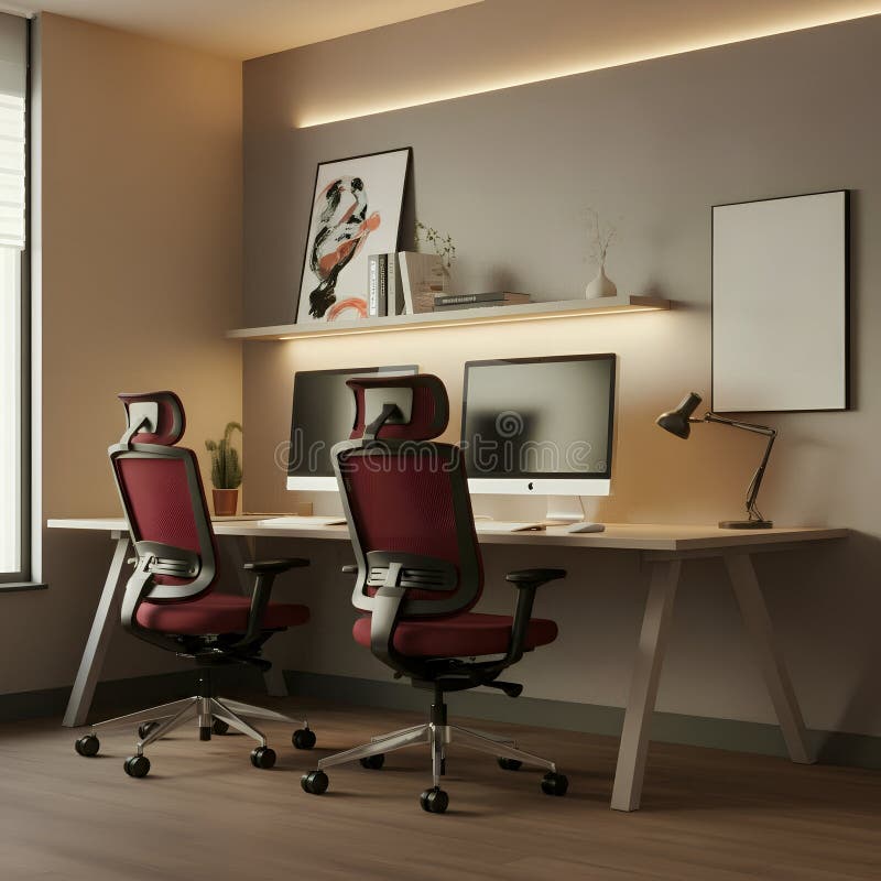 Modern Open Office Environments. Startup Workspace Interiors. Minimal ...