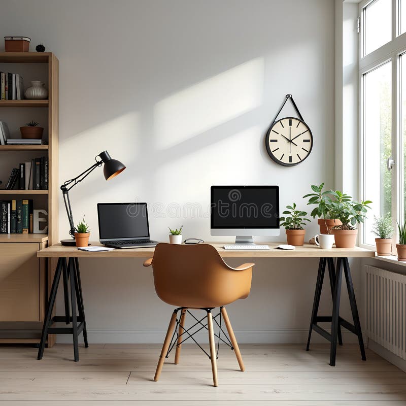 Modern Open Office Environments. Startup Workspace Interiors. Minimal ...