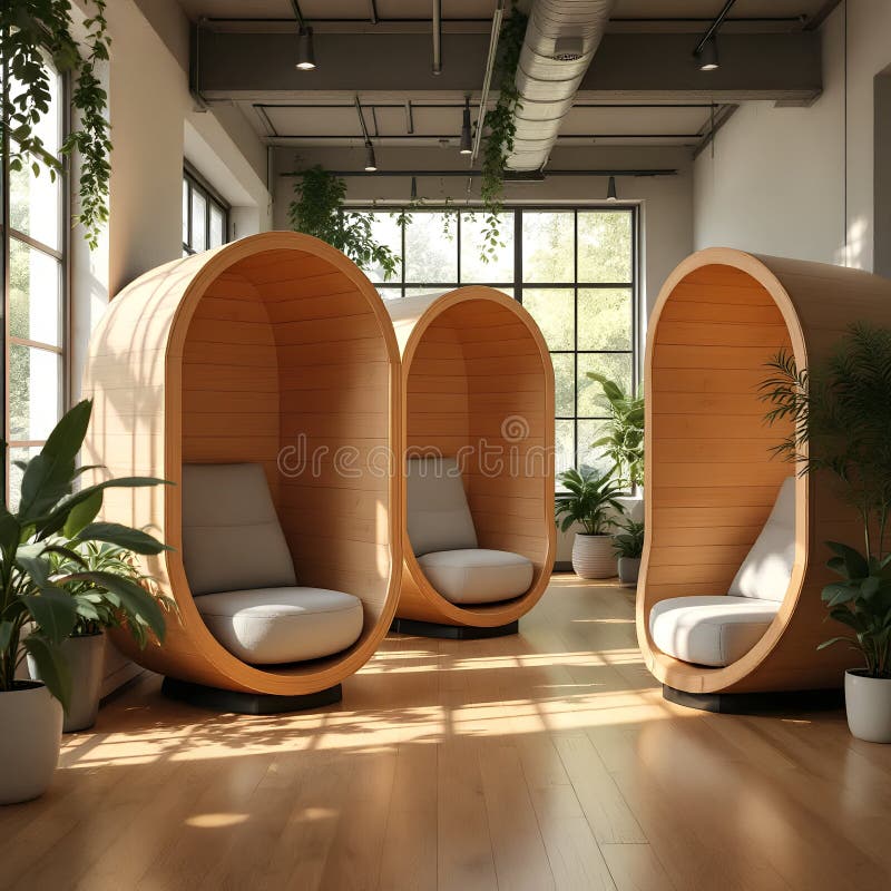 Modern Open Office Environments. Startup Workspace Interiors. Minimal ...