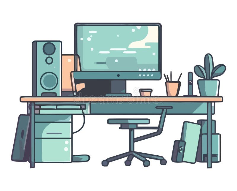 Modern Office Equipment on Flat Table Backdrop Stock Vector ...