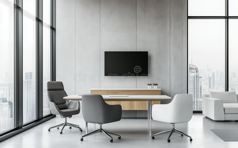 Modern Minimalist Office Space with Stylish Furniture and Ample Natural ...