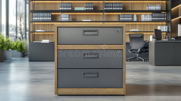 Modern Office File Cabinet, Storage, Shelves, Workspace Stock ...