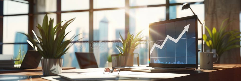 A Modern Office Filled with Natural Light Features a Computer ...