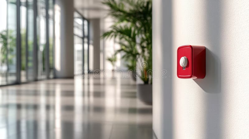 Modern Office Fire Safety: Red Pull Station on White Wall in Stylish ...