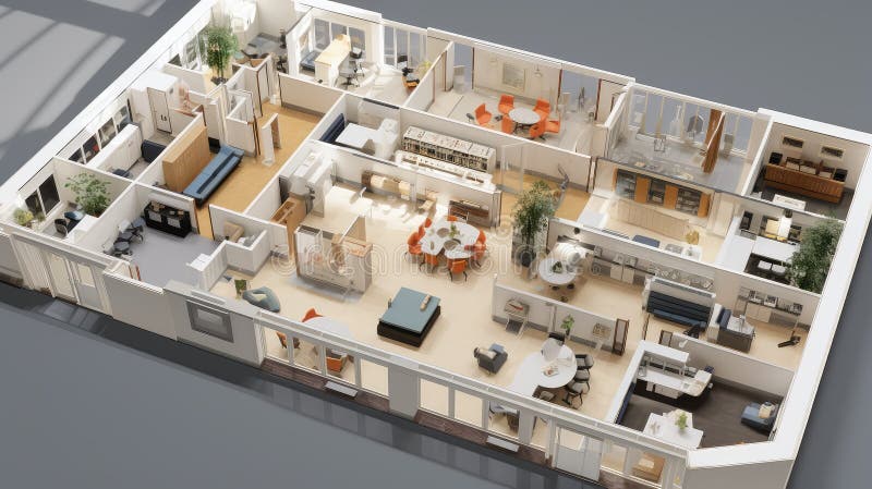 Modern office floorplan stock illustration. Illustration of large ...