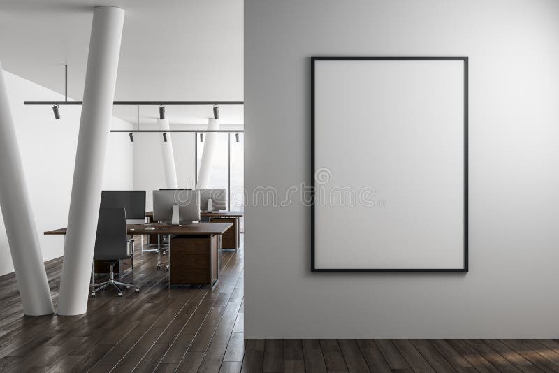 Modern office with frame stock illustration. Illustration of blank ...