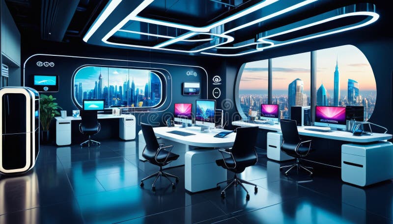 Modern Office with Futuristic Design Stock Photo - Image of design ...